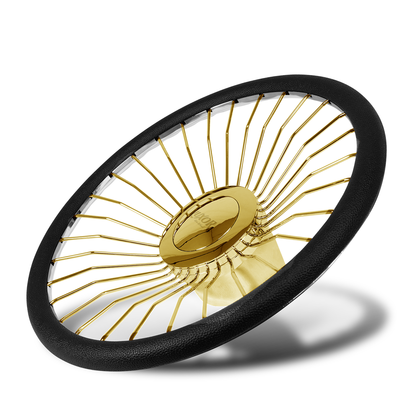 [SALE] 30 Curved Spokes Steering Wheel Gold with Logo