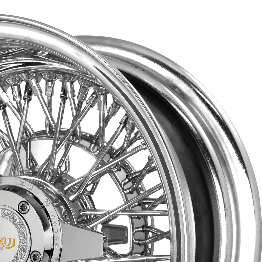 LUXOR WIRE WHEELS 13X5.5 72 CROSS LACE CHROME | LUXOR WIRE WHEELS