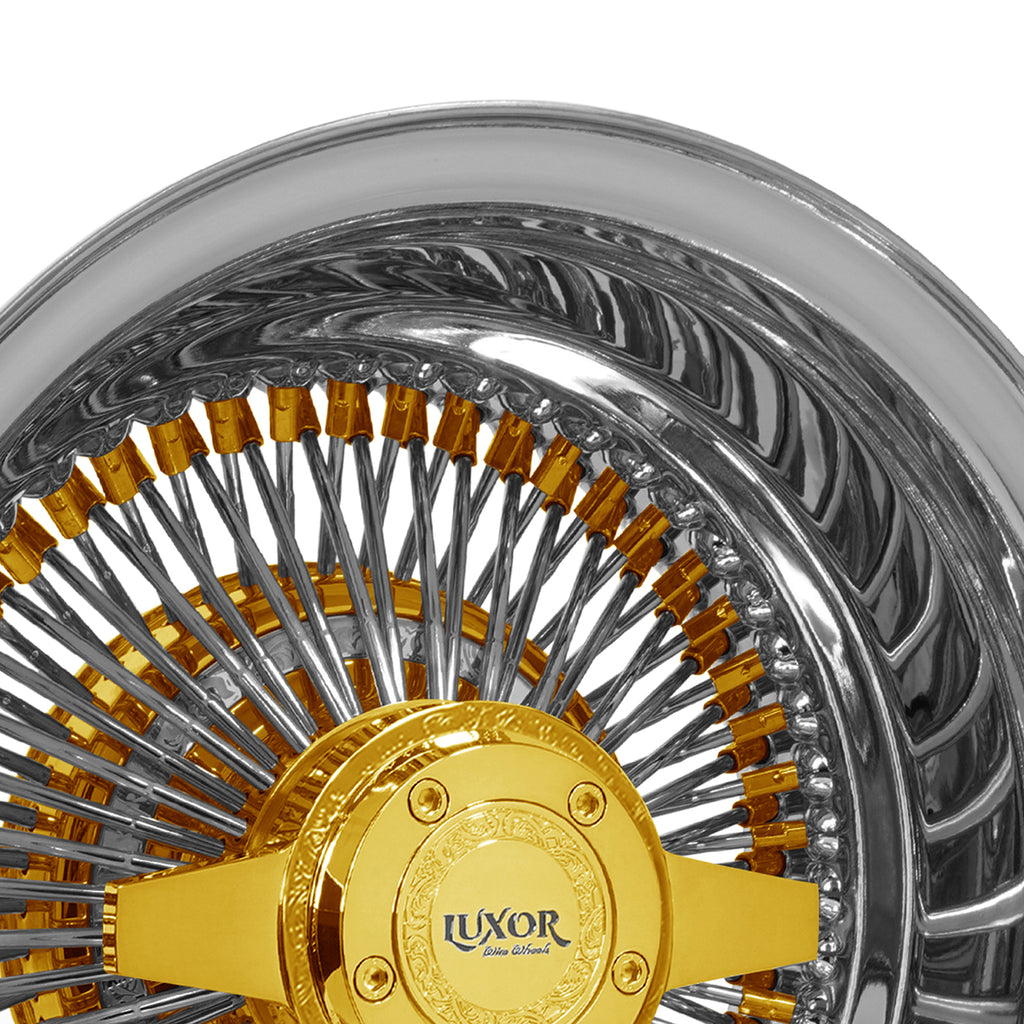 4PC SET 13x7 100 Spoke Straight Reverse Triple Gold SHOWTIME | LUXOR ...
