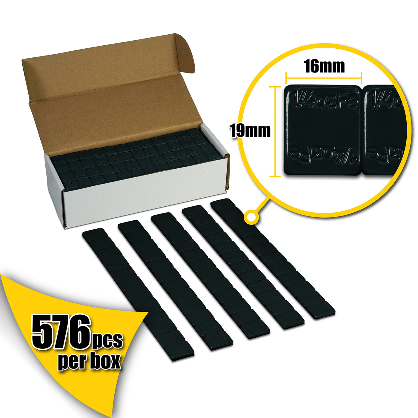 PROLINE Wheel Weights Black 1/4oz 0.25oz 576pcs